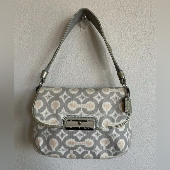 Coach | Bags | Coach Kristin Ikat Top Handle Pouch Purse 45276 Grey ...